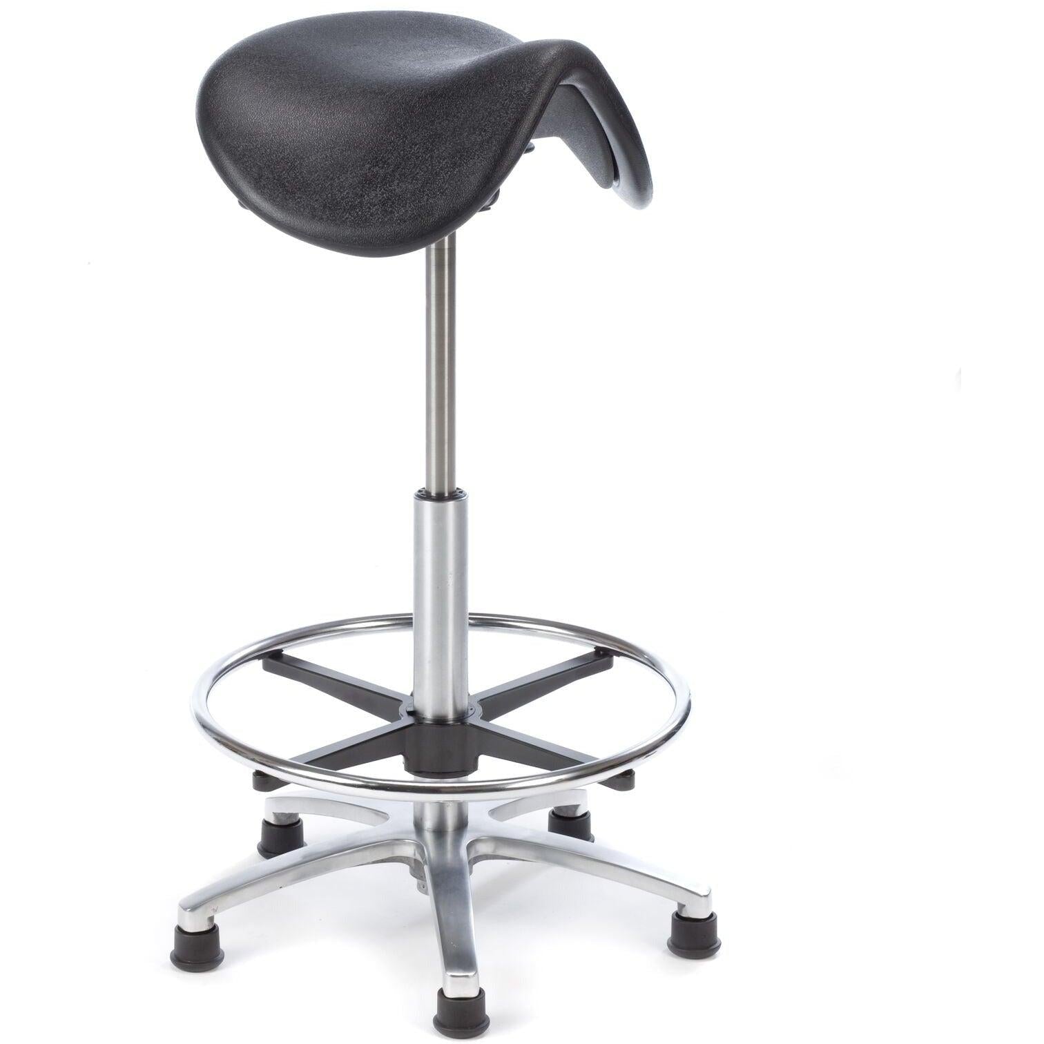 Laboratory Saddle Stool - High Variant (58-78cm) with Foot Ring and